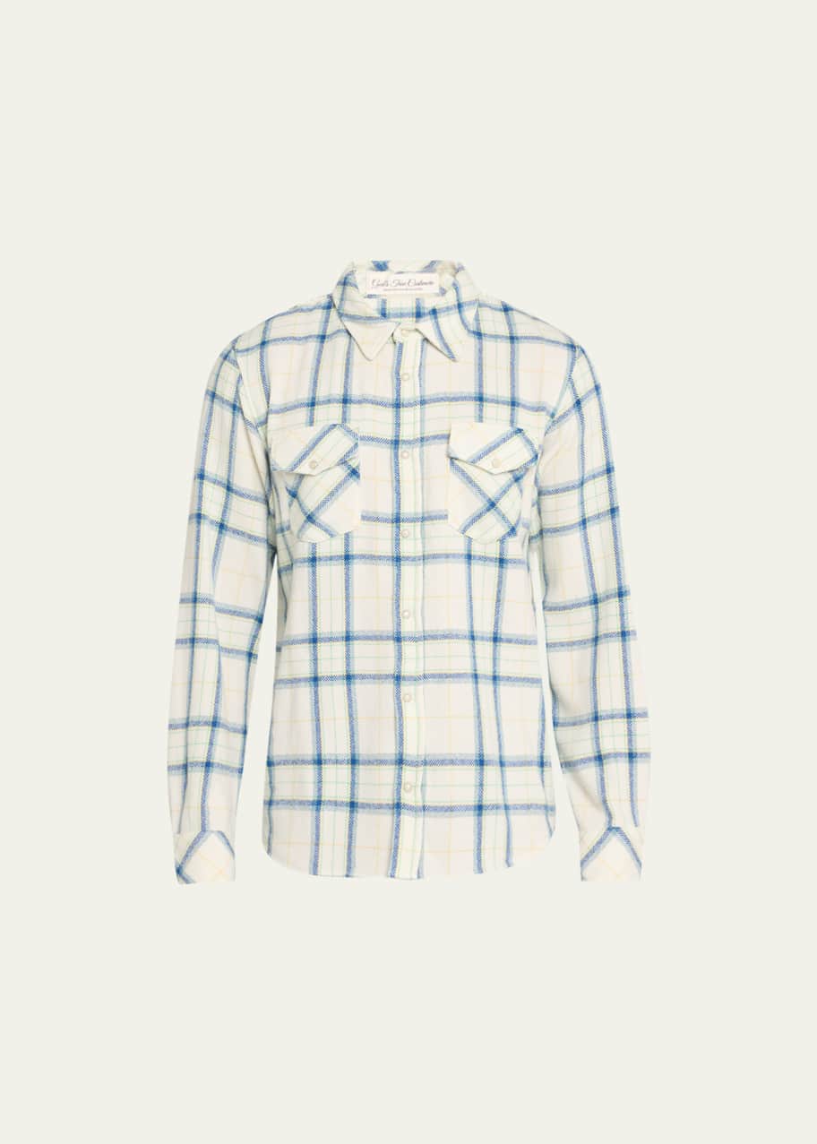 God's True Cashmere Men's Seafoam Tartan Cashmere Shirt - Bergdorf Goodman