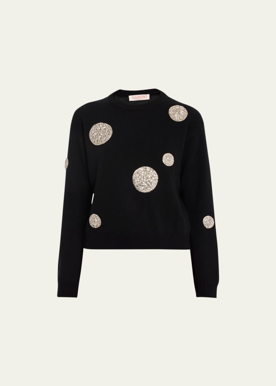 Valentino Garavani Polka Dot Crystal Wool Sweater - Bergdorf Goodman