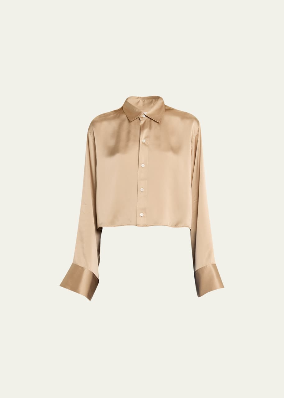FRAME Cropped Silk Wide-Sleeve Shirt - Bergdorf Goodman