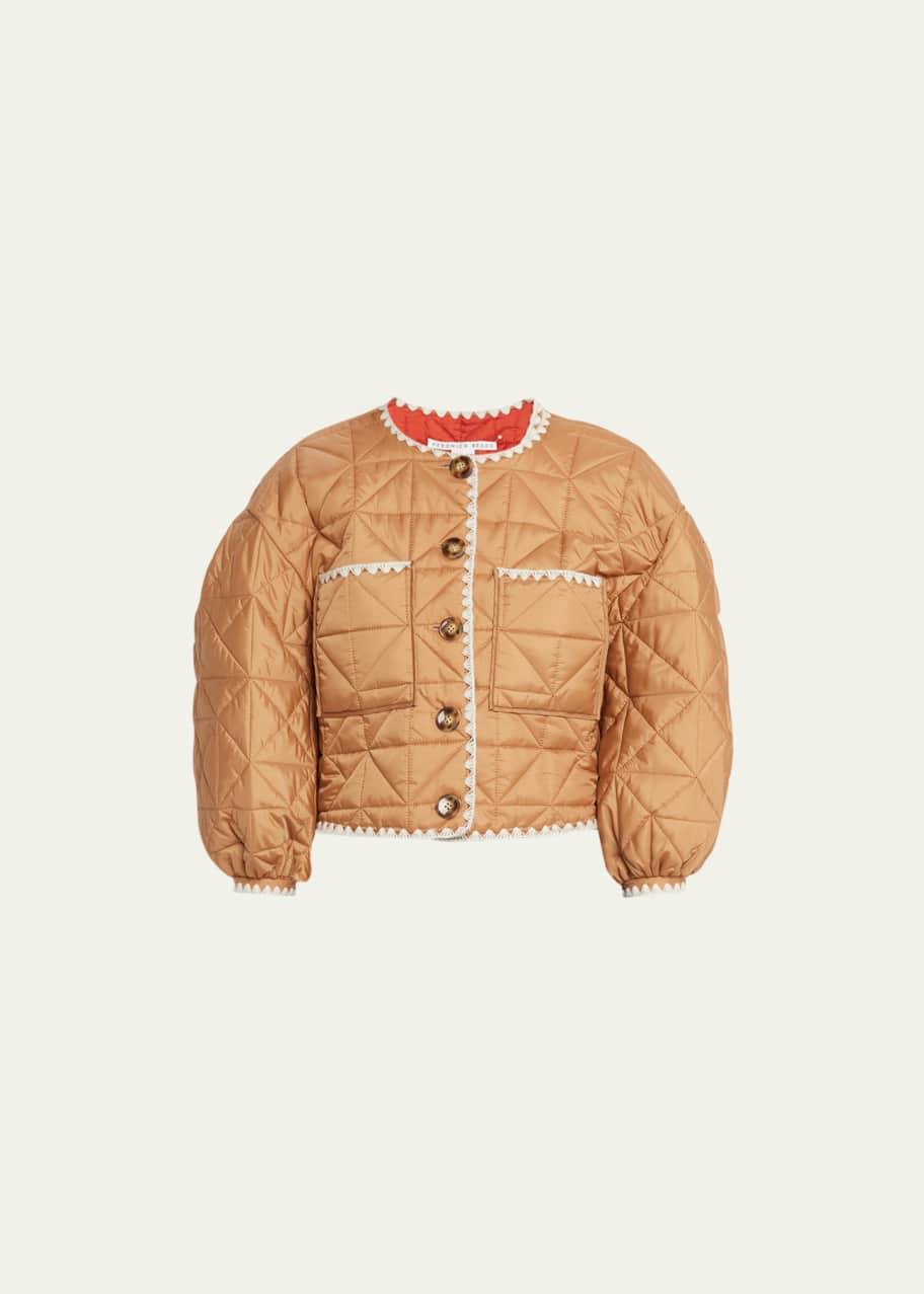 Veronica Beard Leal Reversible Quilted Puff-Sleeve Cropped Jacket ...