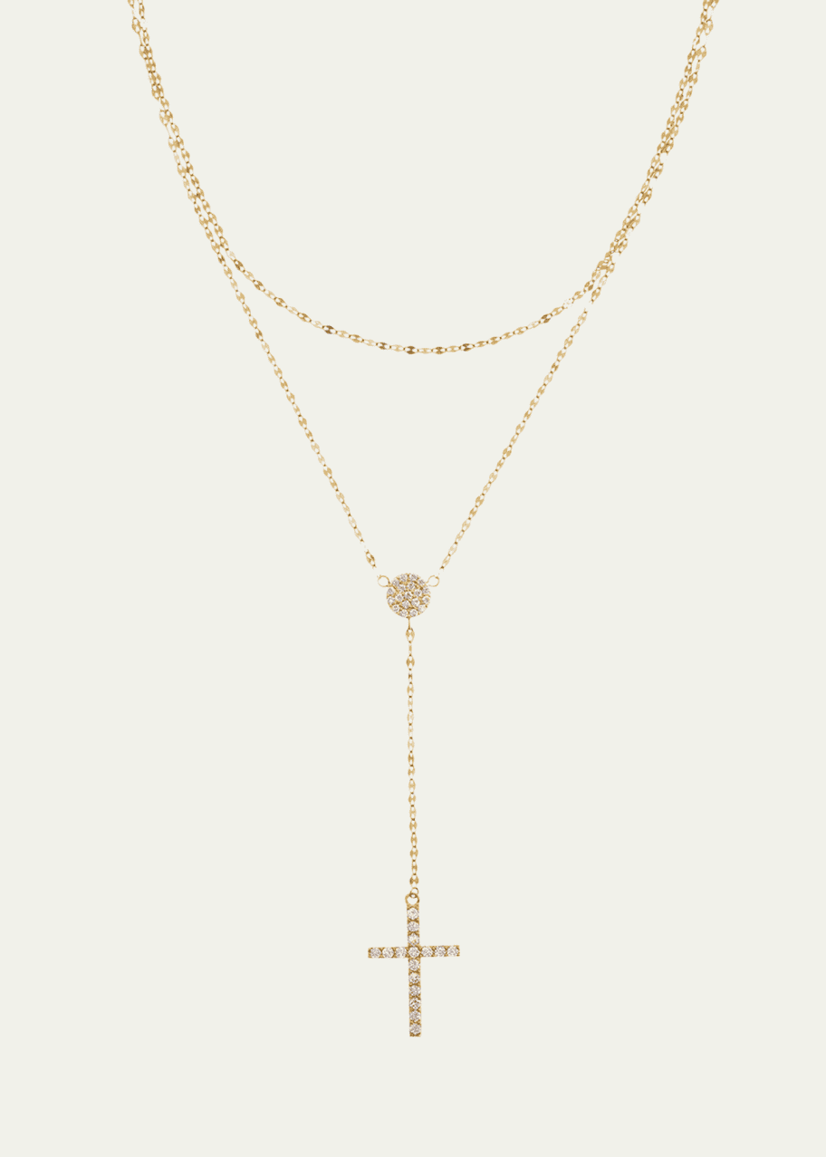 Lana 14K Gold Diamond Cross Double Strand Lariat Necklace - Bergdorf ...