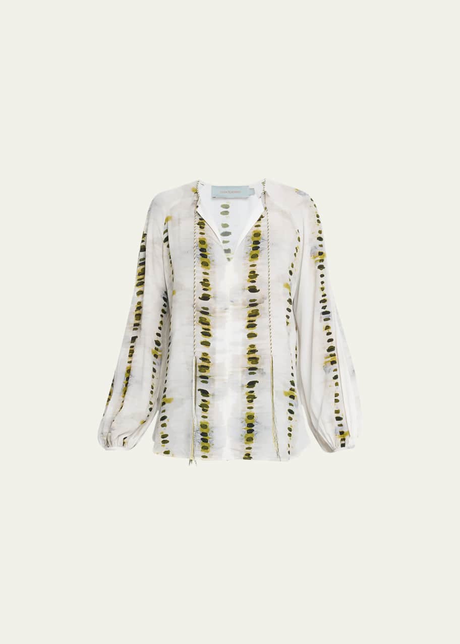 Silvia Tcherassi Triora Abstract Split-Neck Blouse - Bergdorf Goodman