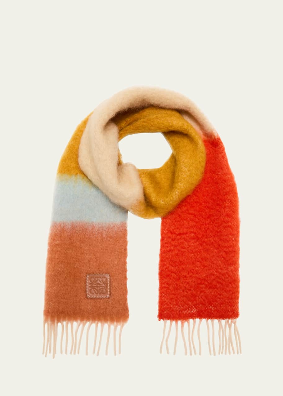 Loewe Color-Block Stripe Wool & Mohair Scarf - Bergdorf Goodman
