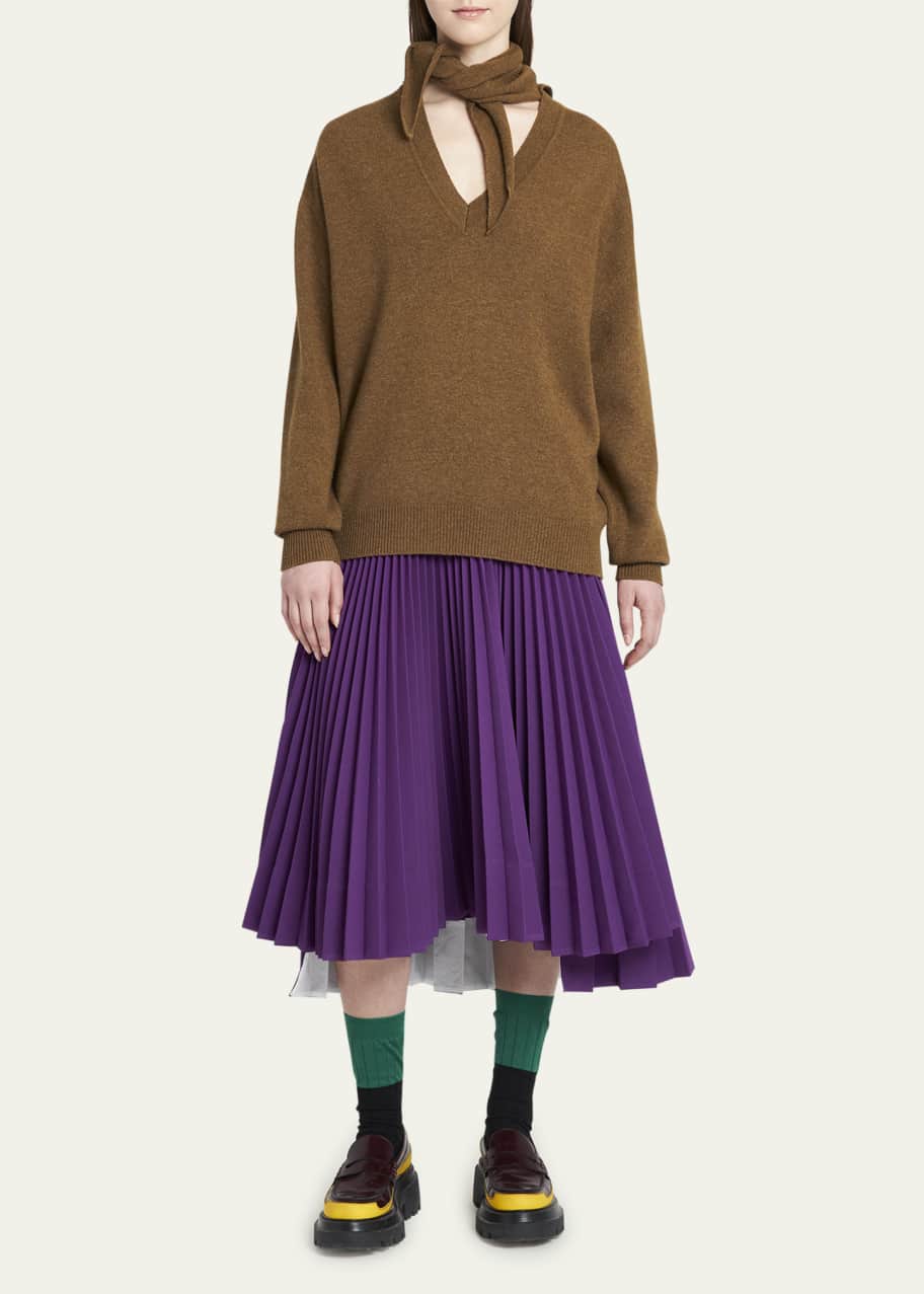 Plan C Scarf-Neck Wool-Cashmere Sweater - Bergdorf Goodman