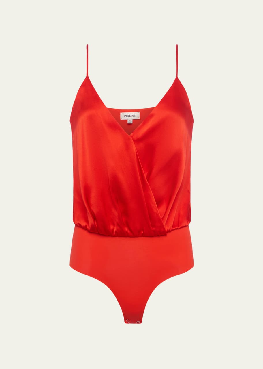 L'Agence Jaxon Draped Silk Bodysuit - Bergdorf Goodman