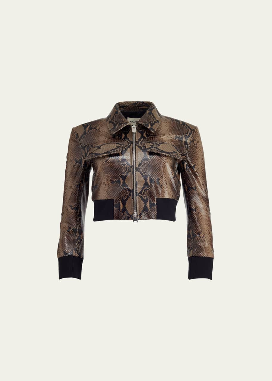 Khaite Hector Cropped Snake Print Leather Jacket - Bergdorf Goodman