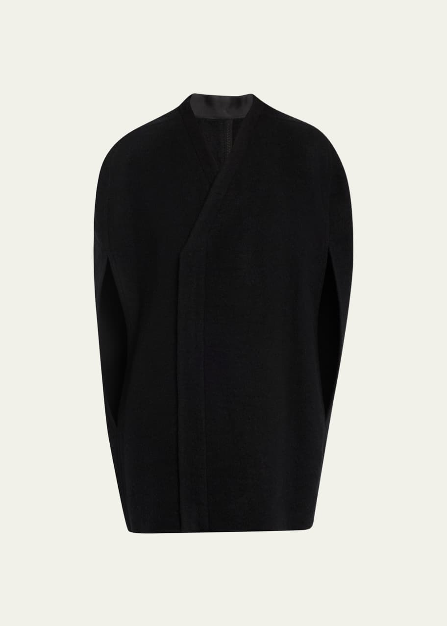 Rick Owens Round Shoulder Wool Cape Jacket - Bergdorf Goodman