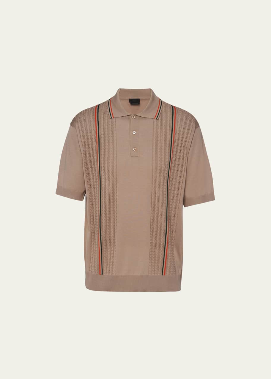 Prada Men's 70s Knit Polo Shirt - Bergdorf Goodman