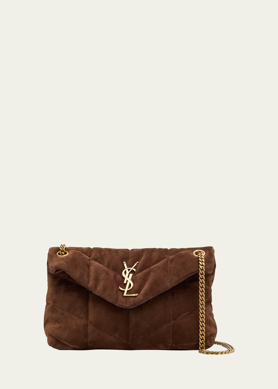 Saint Laurent Lou Puffer Small YSL Shoulder Bag in Quilted Suede ...