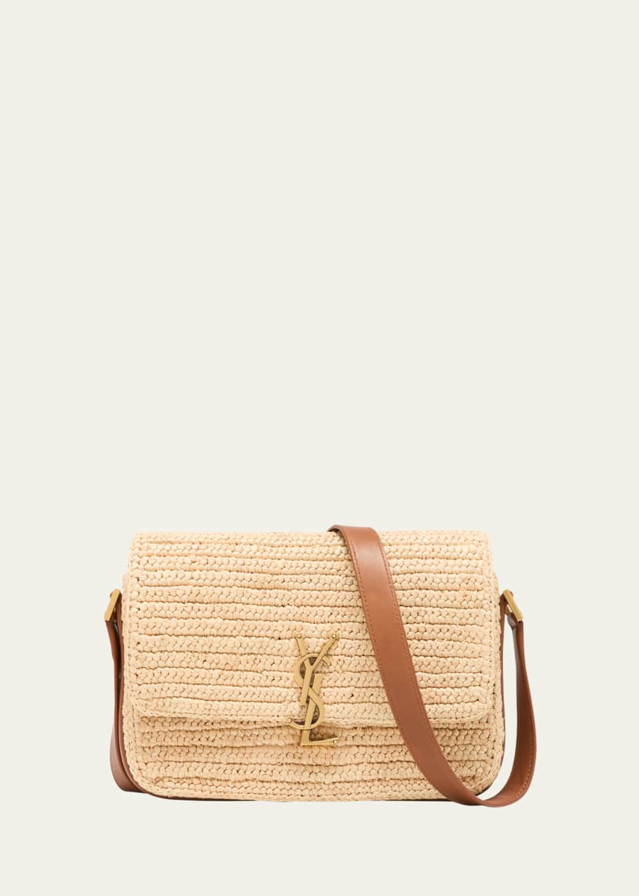 Saint Laurent Solferino Medium YSL Crossbody Bag in Raffia - Bergdorf ...