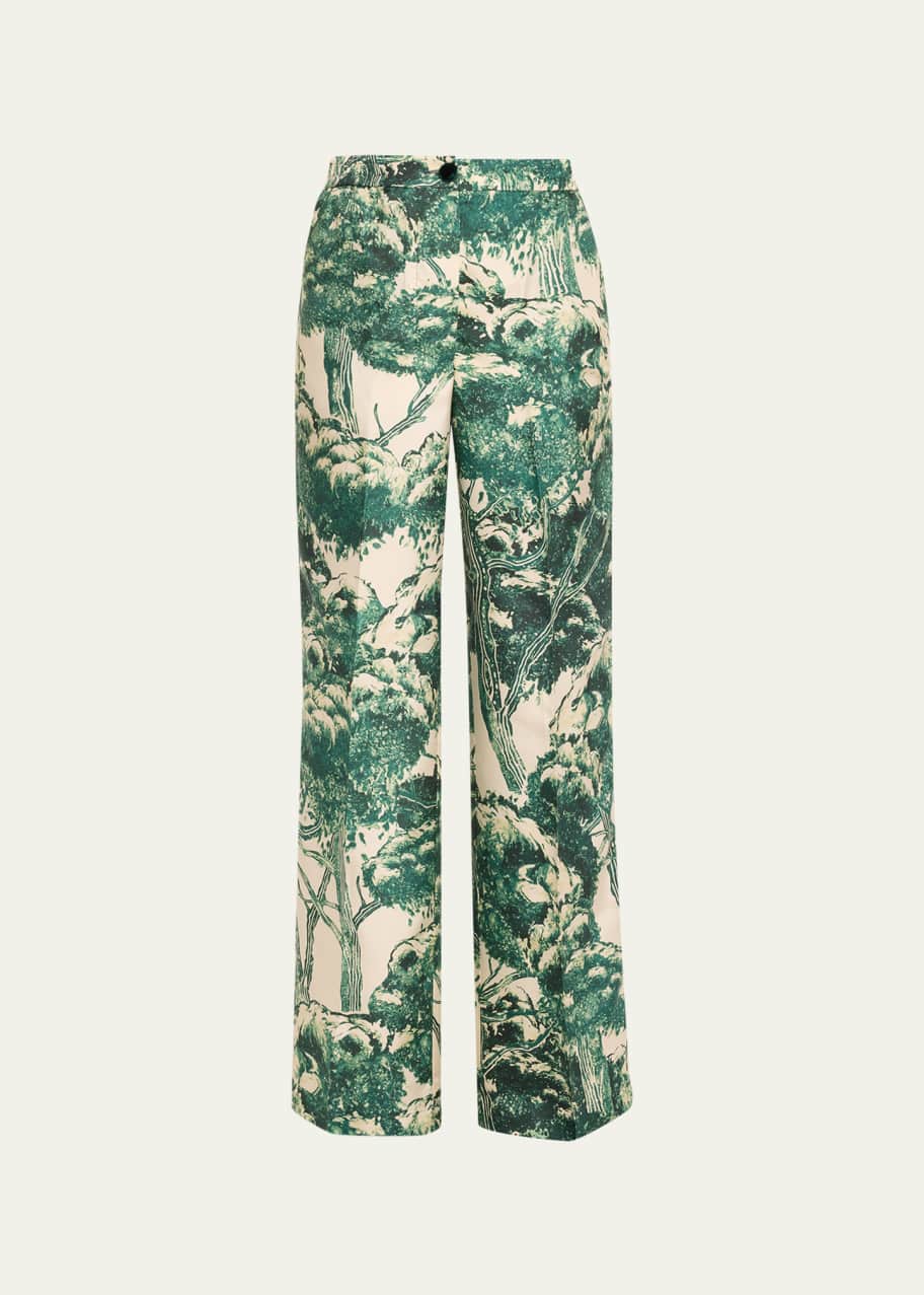 F.R.S For Restless Sleepers Tree-Print Silk Pants - Bergdorf Goodman