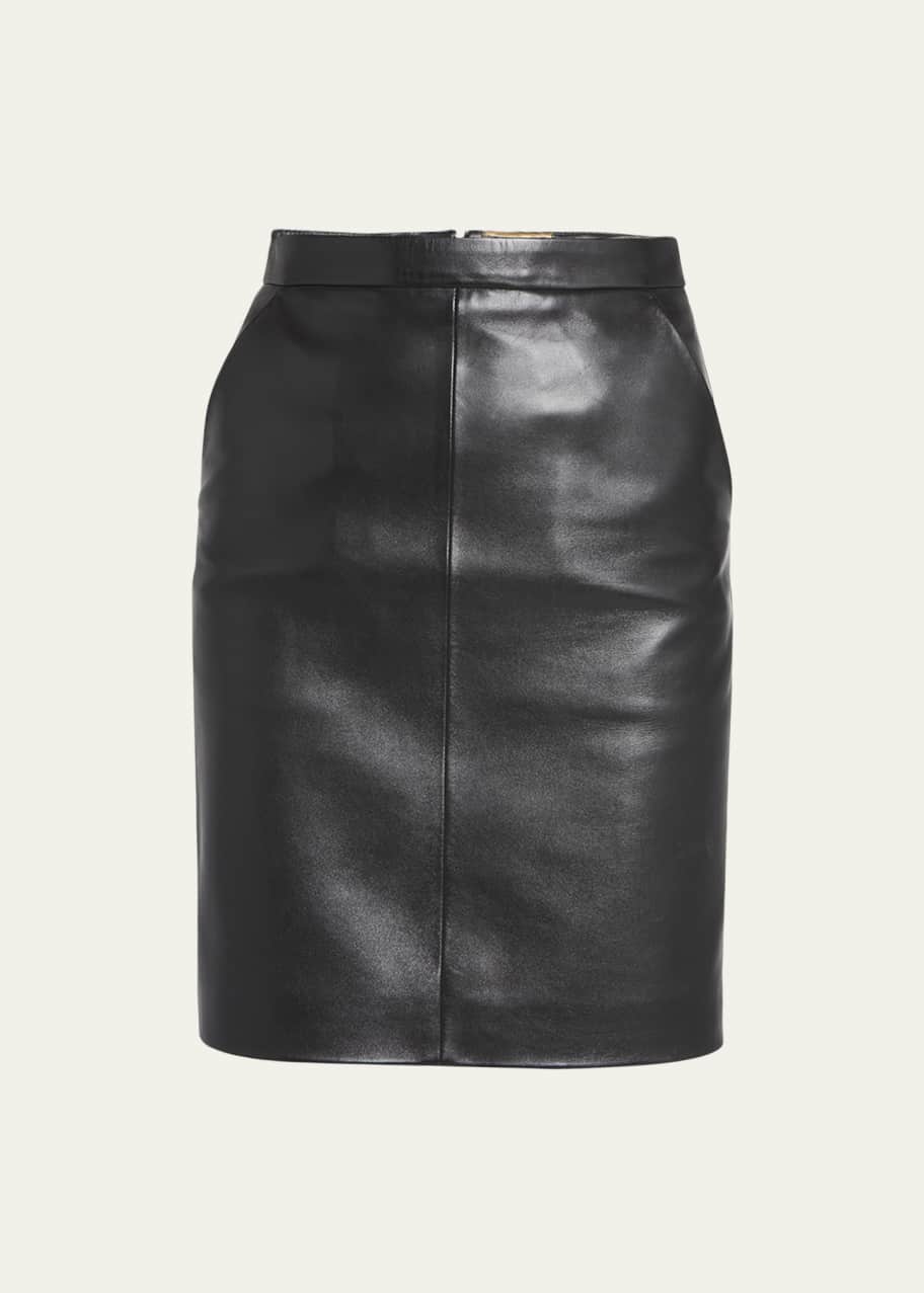 Saint Laurent Leather Pencil Skirt - Bergdorf Goodman