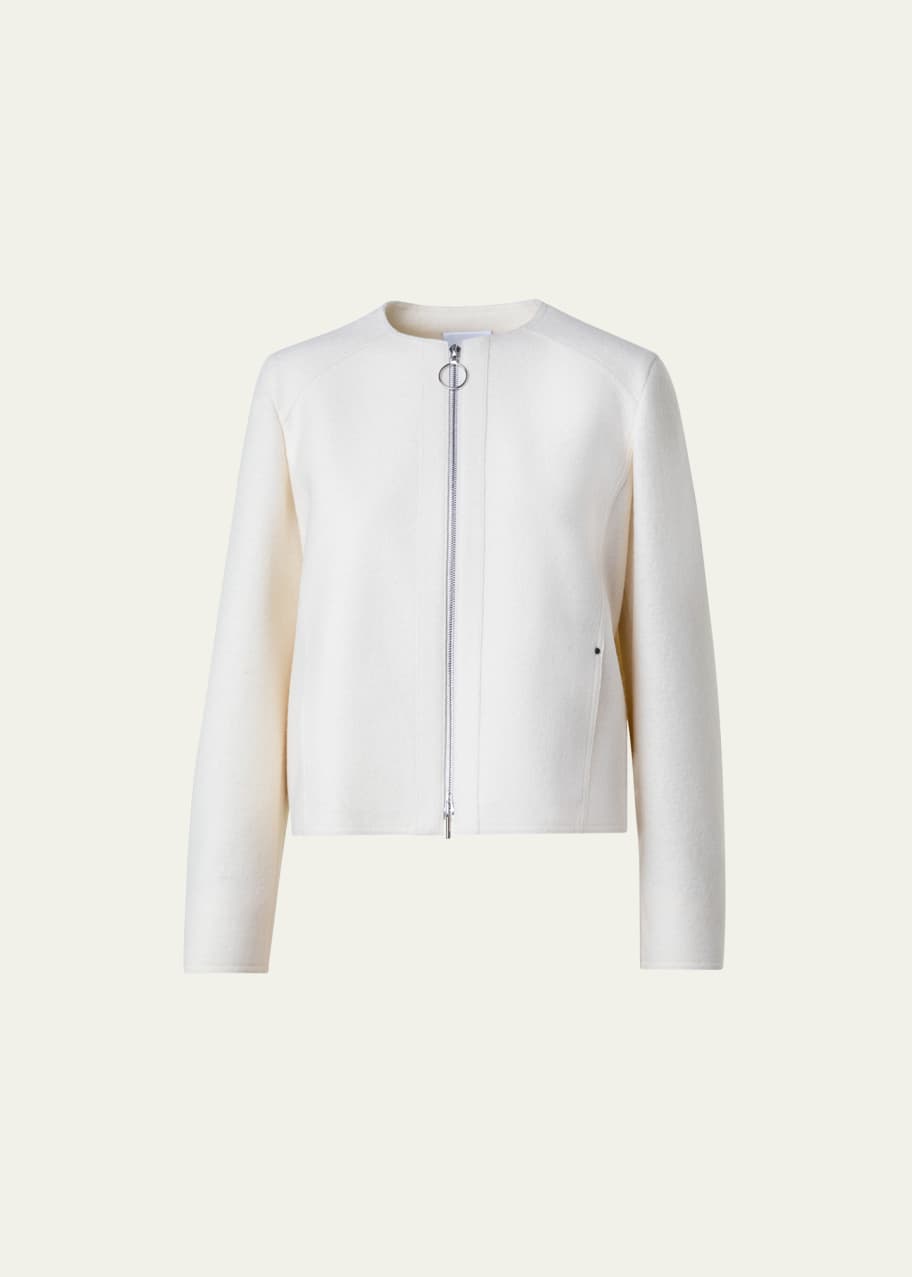 Akris punto Boiled Wool Felt Collarless Zip Jacket - Bergdorf Goodman