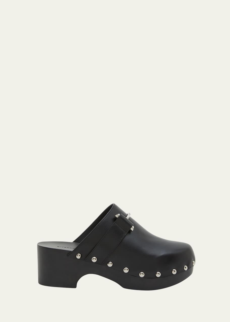 Givenchy G Metal-Bar Leather Clogs - Bergdorf Goodman