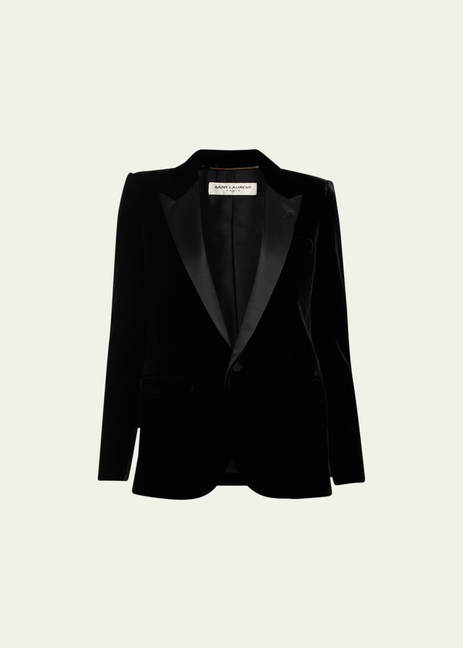 Saint Laurent Satin Lapel Velvet Tuxedo Blazer - Bergdorf Goodman