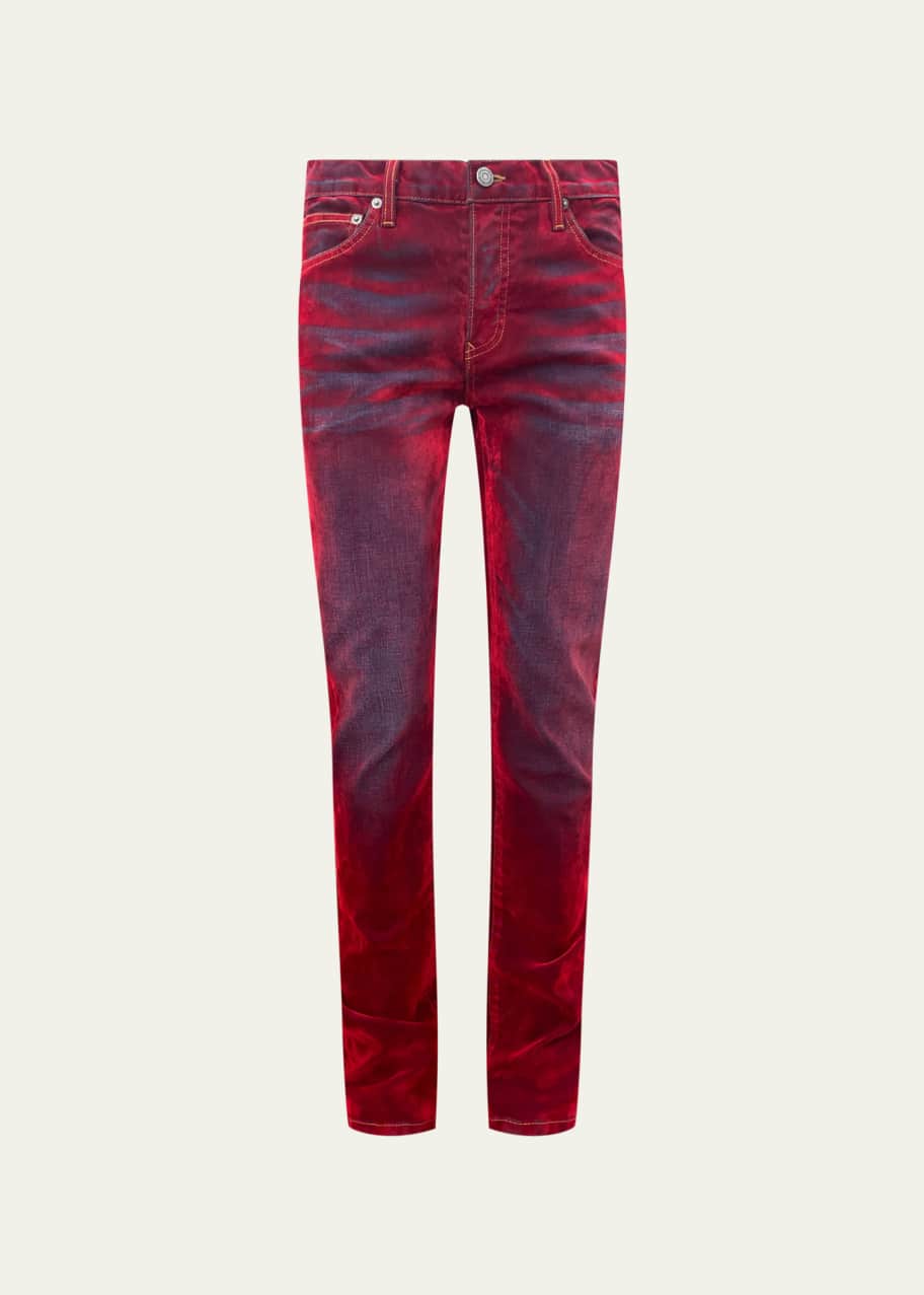 Cout De La Liberte Men's Rafa Flocked Denim Jeans - Bergdorf Goodman