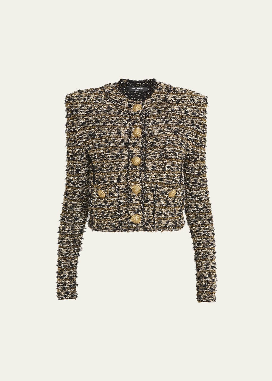 Balmain Metallic Tweed Boxy Short Jacket - Bergdorf Goodman