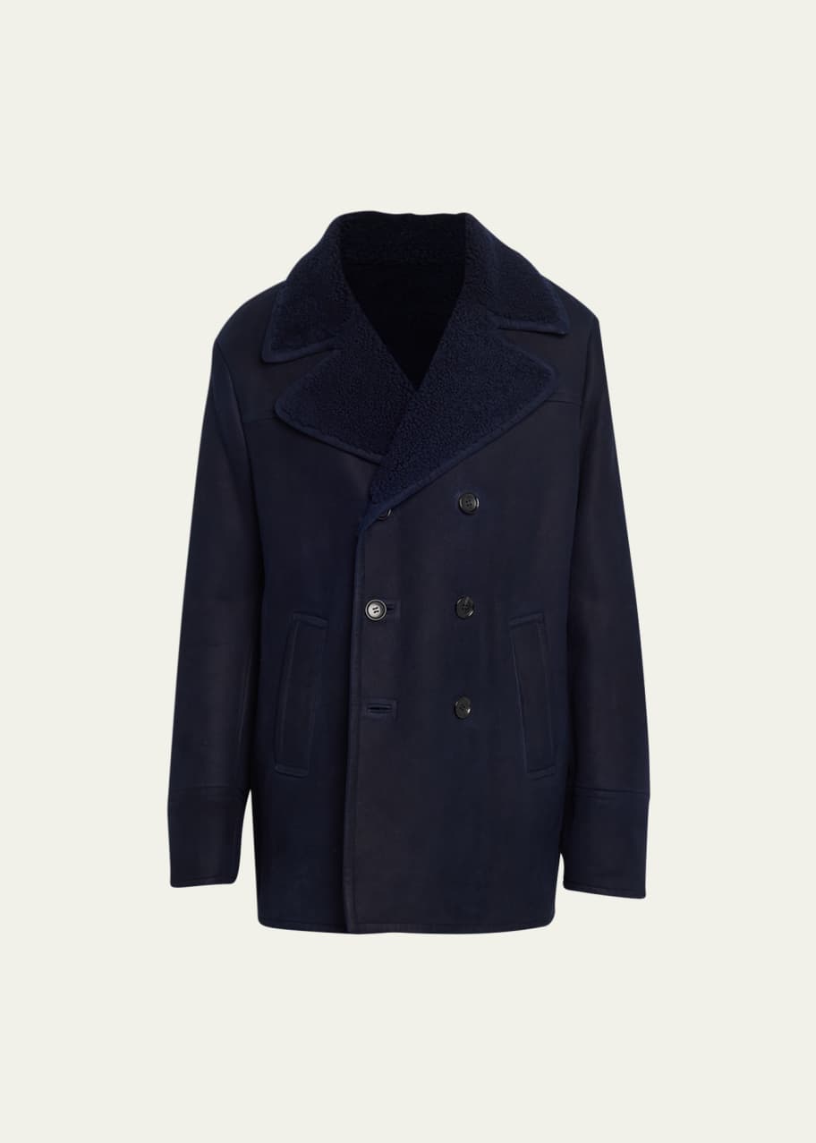 Bally Men's Solid Shearling Peacoat - Bergdorf Goodman