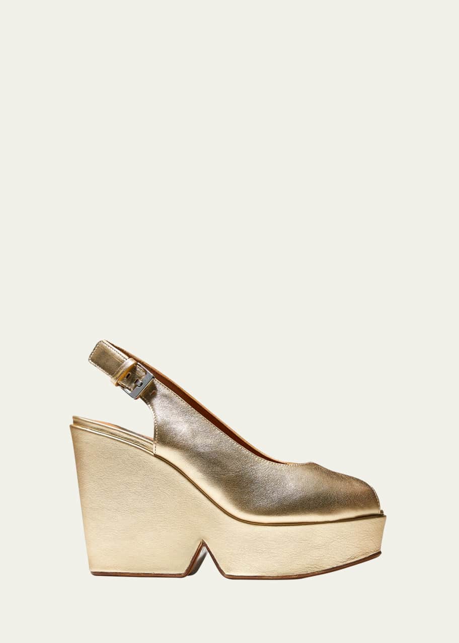 Clergerie Paris Dylan Metallic Leather Wedge Sandals - Bergdorf Goodman