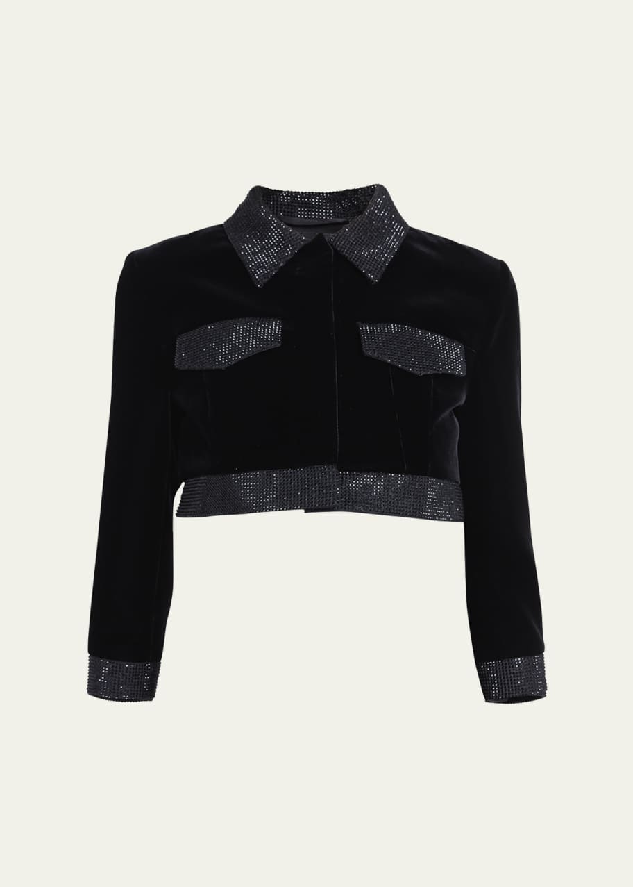 Giorgio Armani Velvet Crop Jacket with Crystal Detail - Bergdorf Goodman