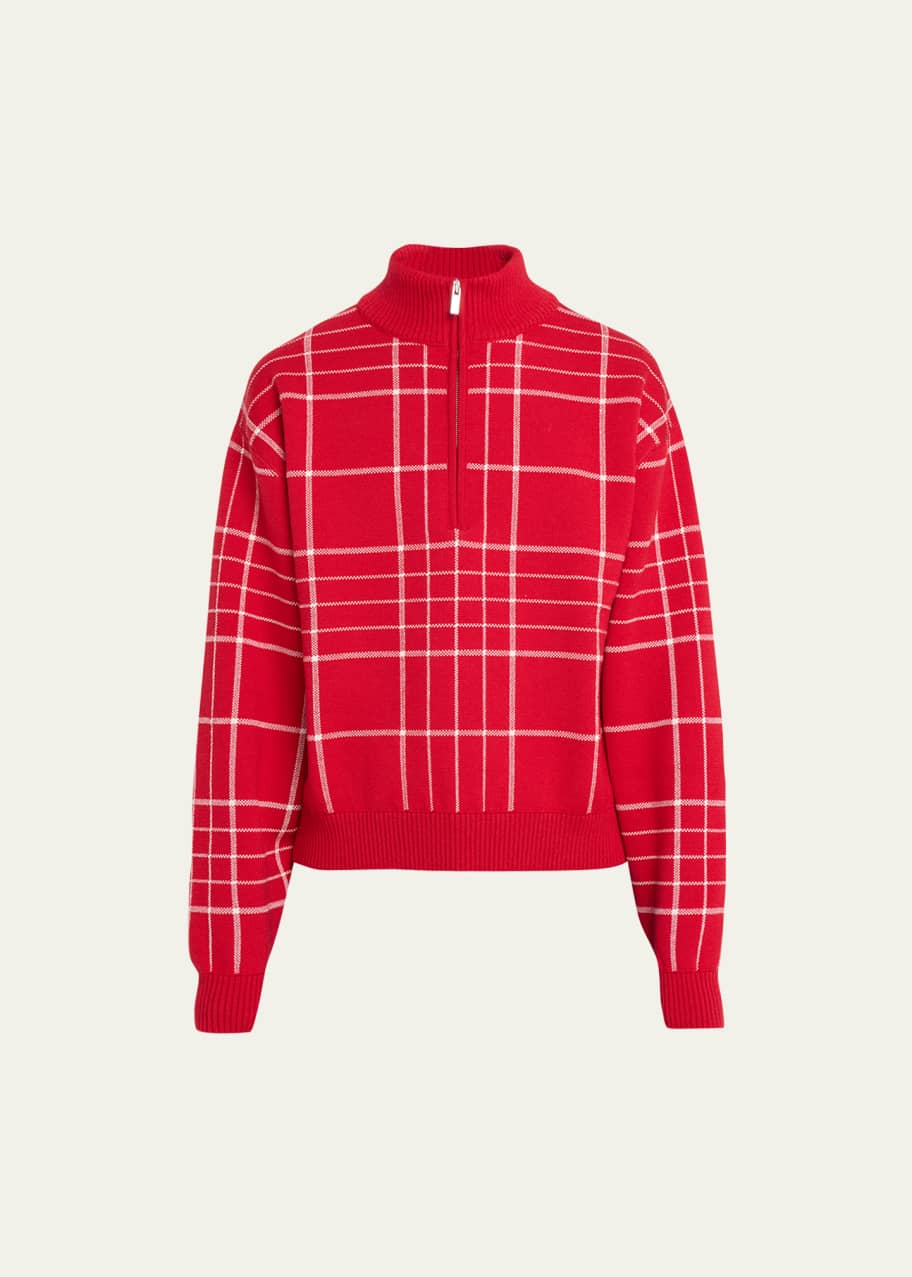 Jacquemus Men's Quarter-Zip Check Sweater - Bergdorf Goodman