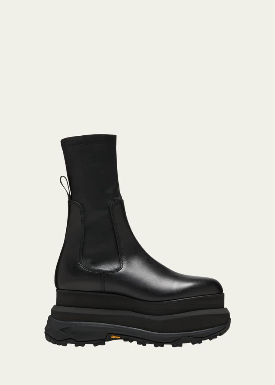 SACAI Stretch Leather Flatform Booties - Bergdorf Goodman