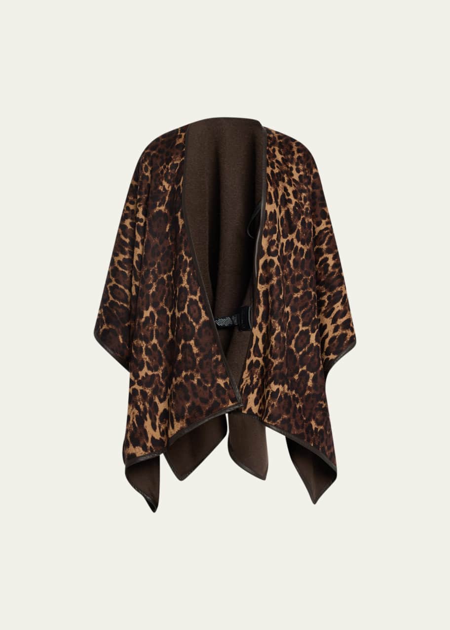 Sofia Cashmere Reversible Jaguar Cashmere & Leather Cape - Bergdorf Goodman