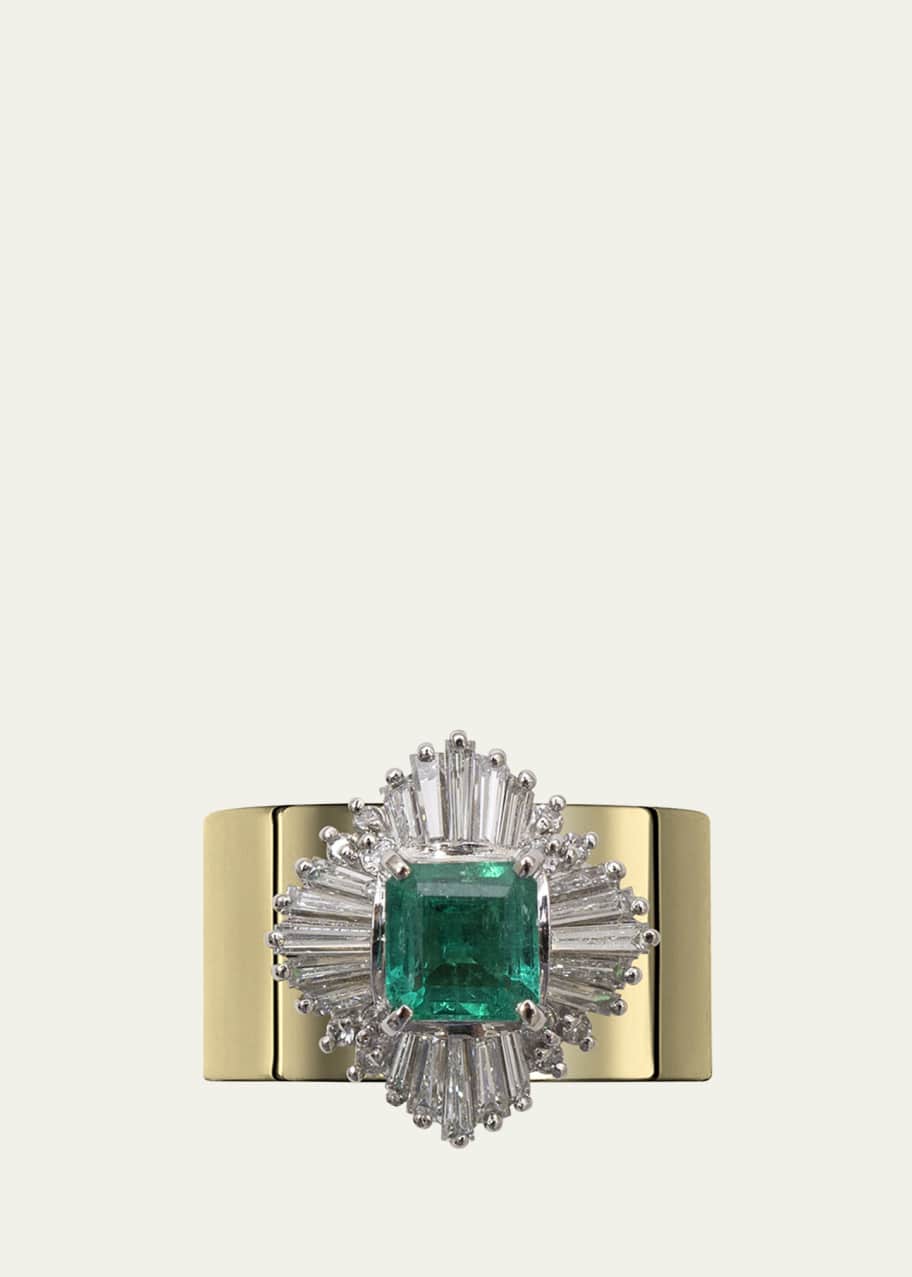 YUTAI 18K Yellow Gold and Platinum Revive Ring with Emerald and ...