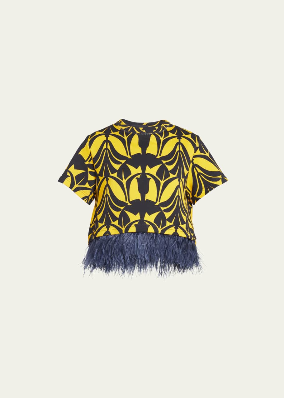 La DoubleJ La Scala Tee with Feather Trim - Bergdorf Goodman