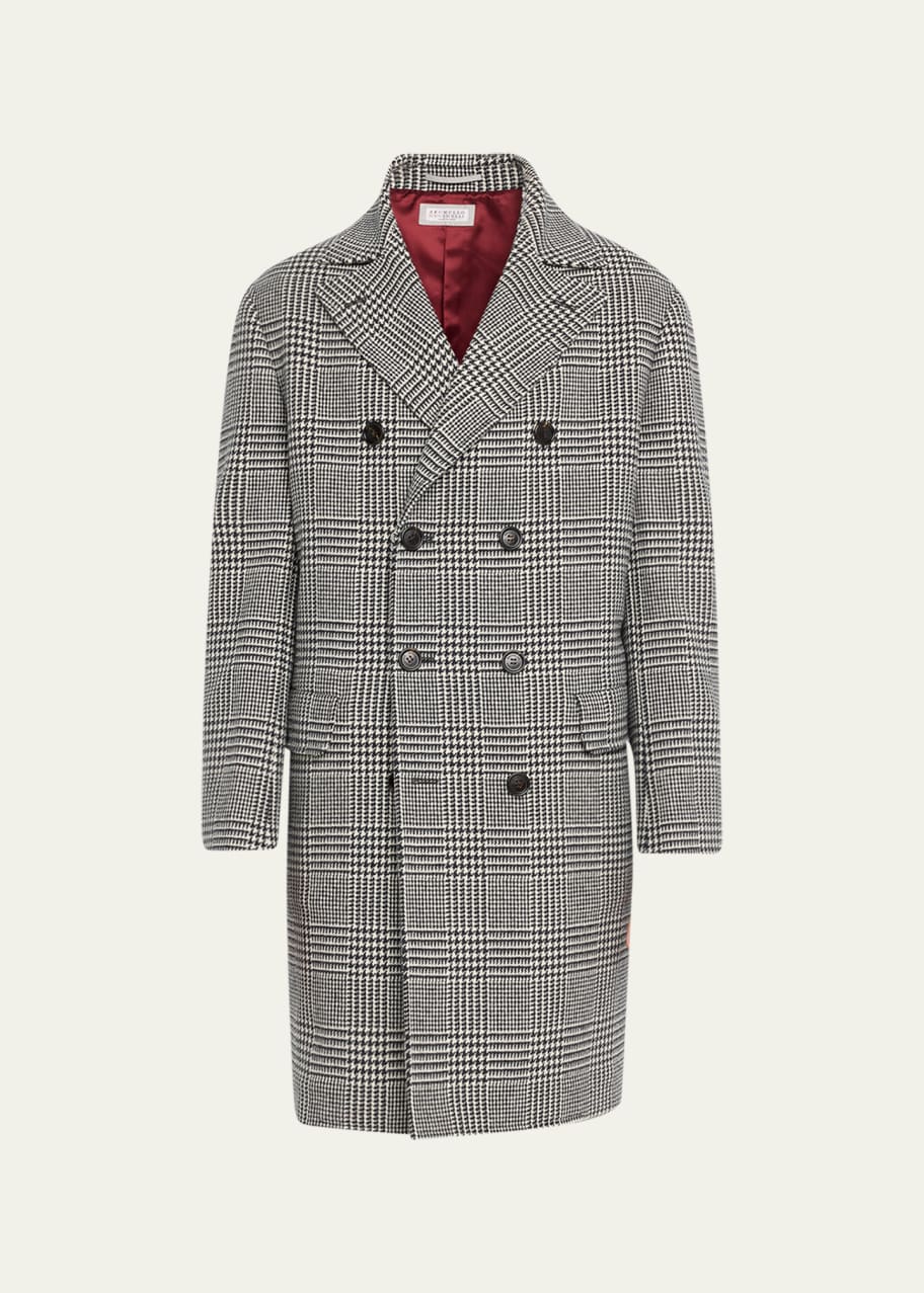 Brunello Cucinelli Men's Double-Breasted Houndstooth Overcoat ...