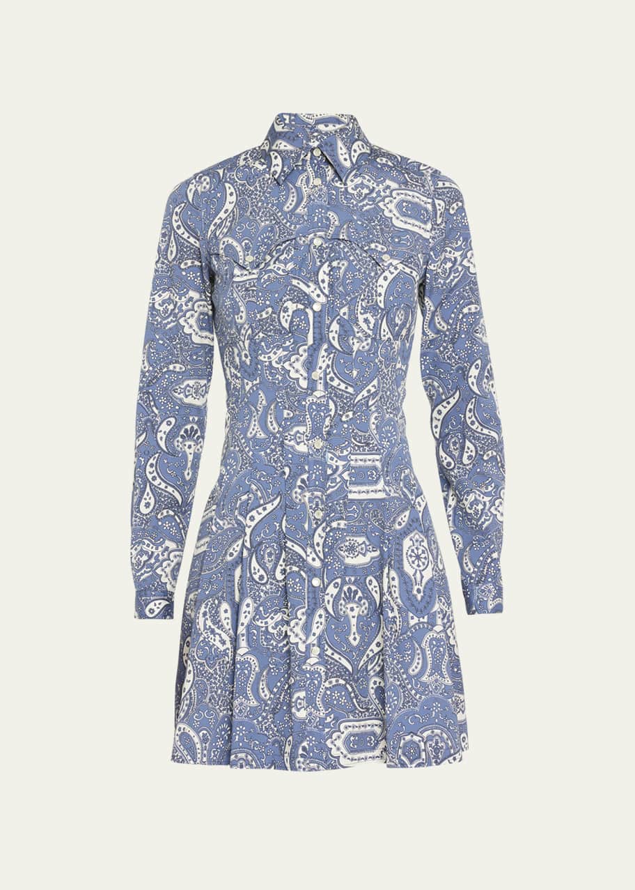 Veronica Beard Karmi Paisley Button-Front Mini Shirtdress - Bergdorf ...