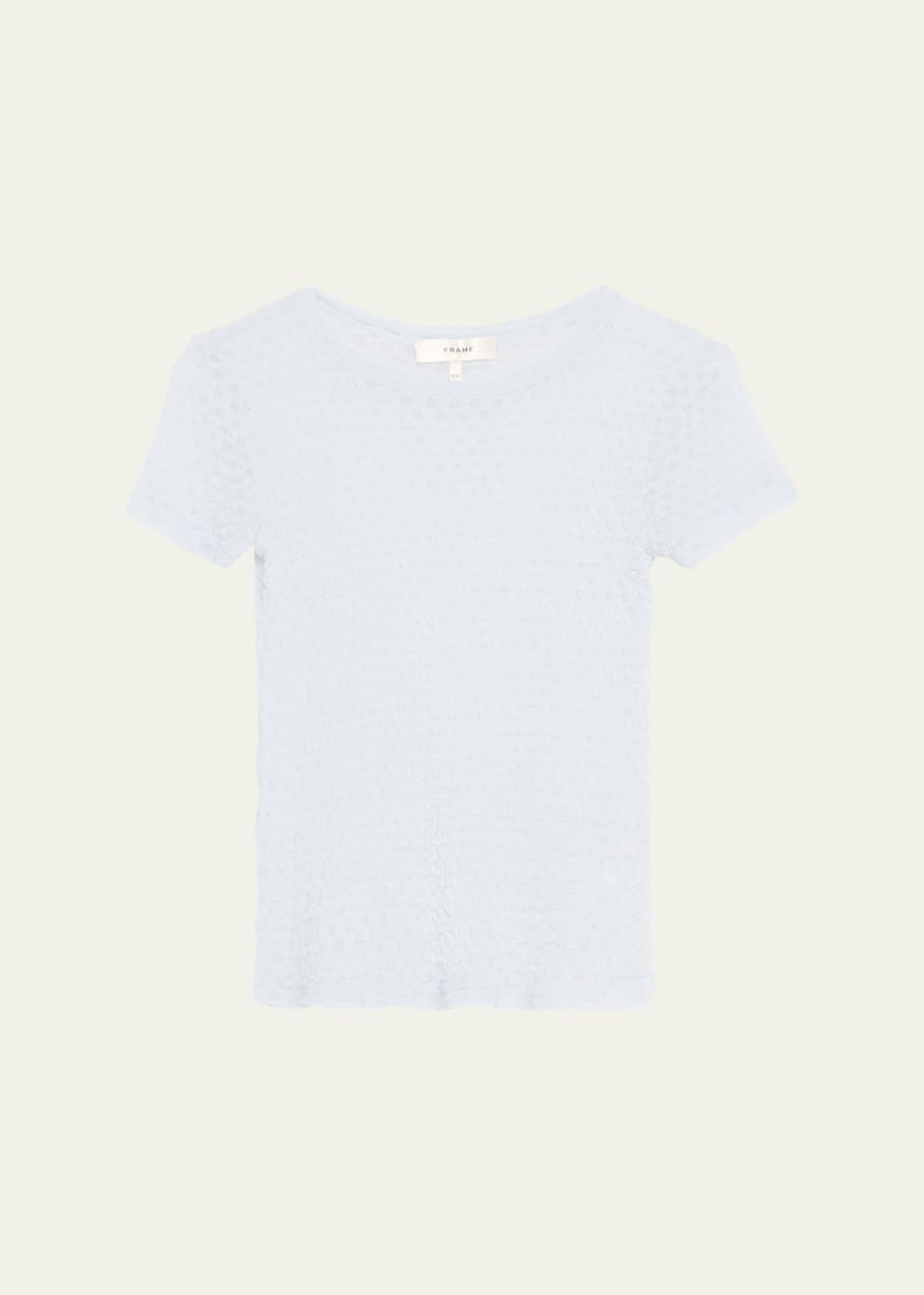 FRAME Mesh-Lace Crewneck Baby Tee - Bergdorf Goodman
