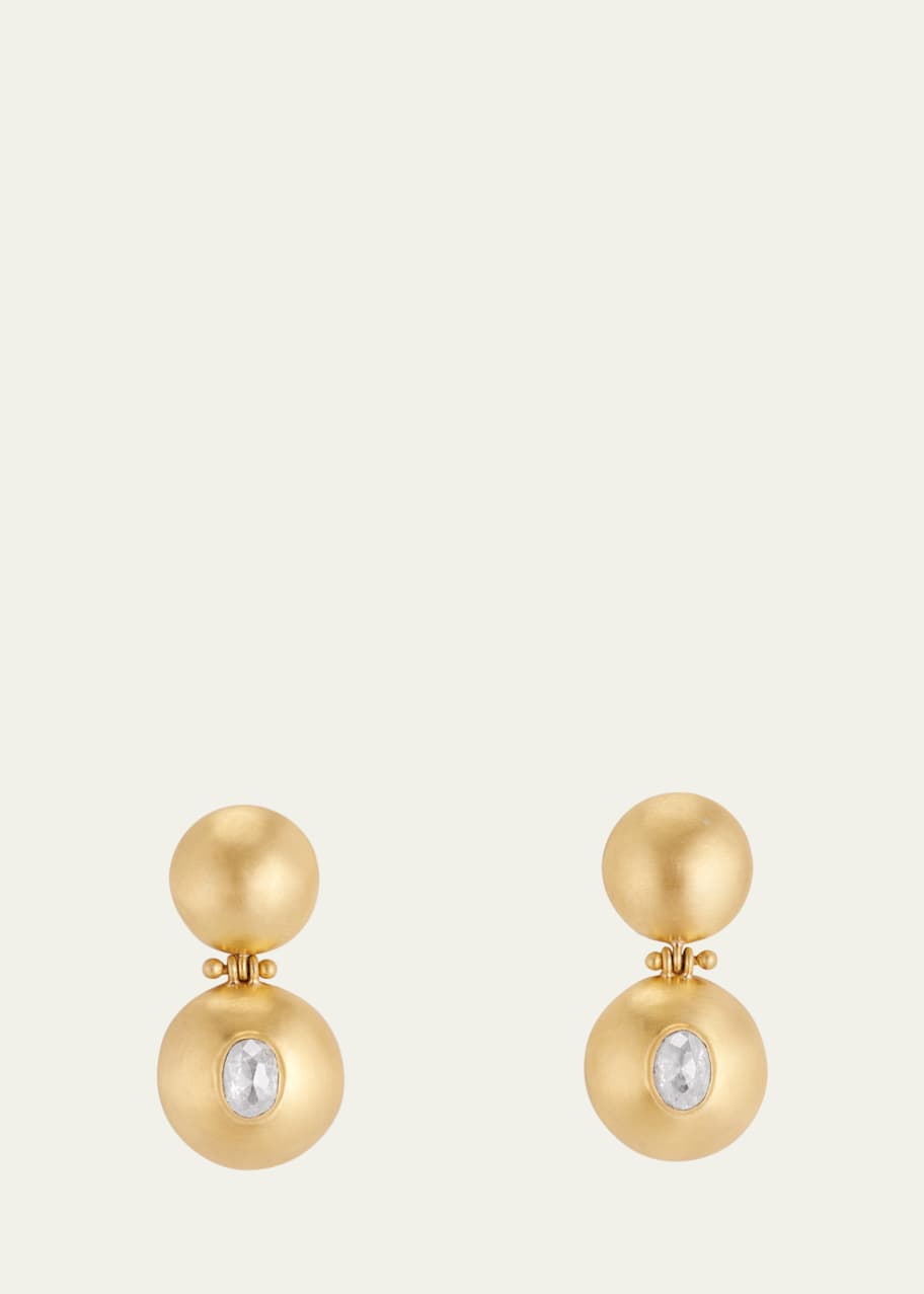 Prounis Jewelry 22K Yellow Gold Diamond Double Dome Bulla Drop Earrings ...