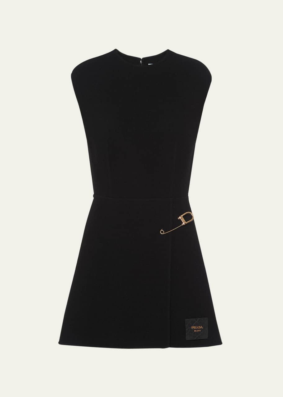 Prada Washed Twill Safety-Pin Mini Dress - Bergdorf Goodman
