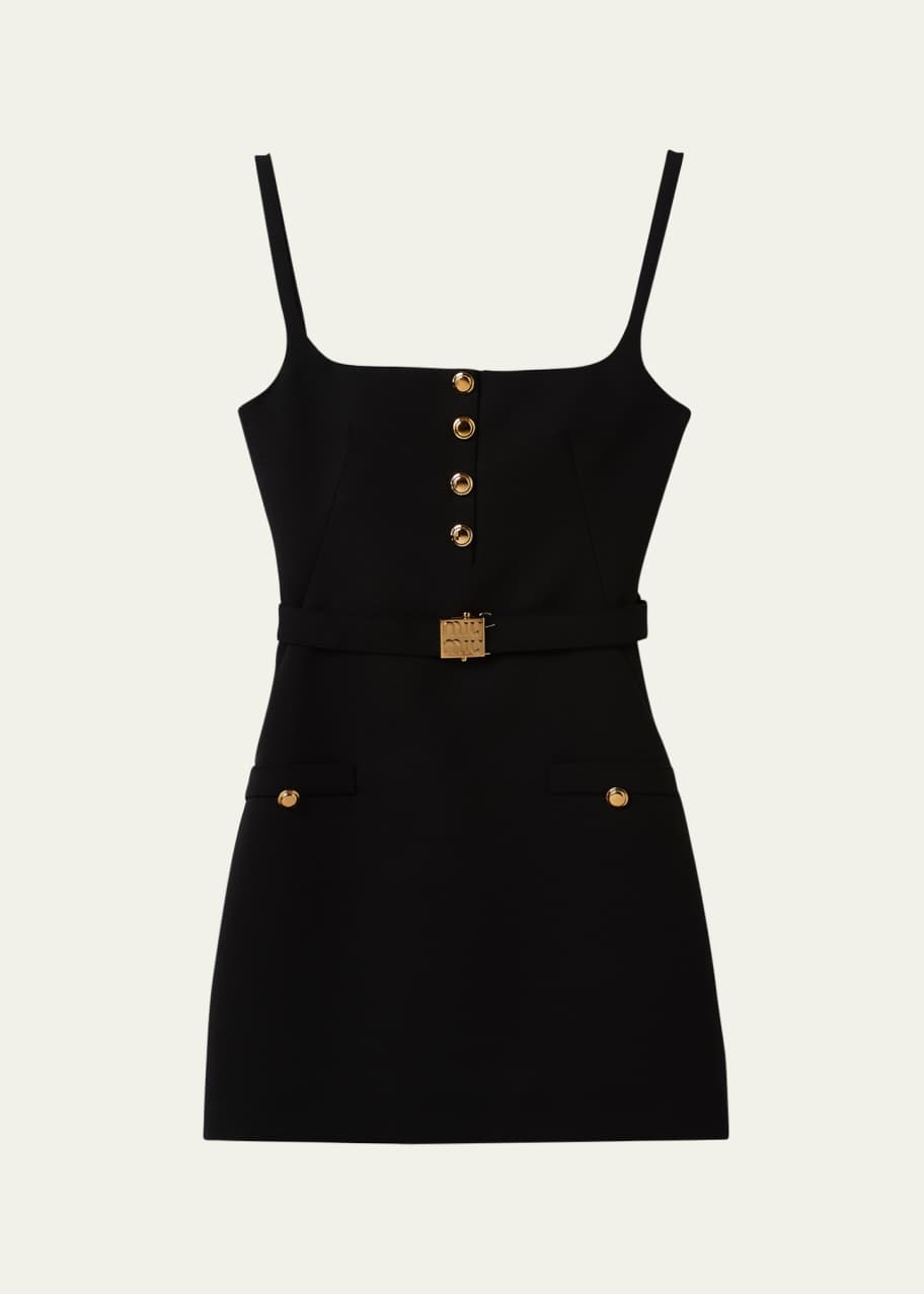 Miu Miu Square-Neck Buckled Body-Con Mini Dress - Bergdorf Goodman