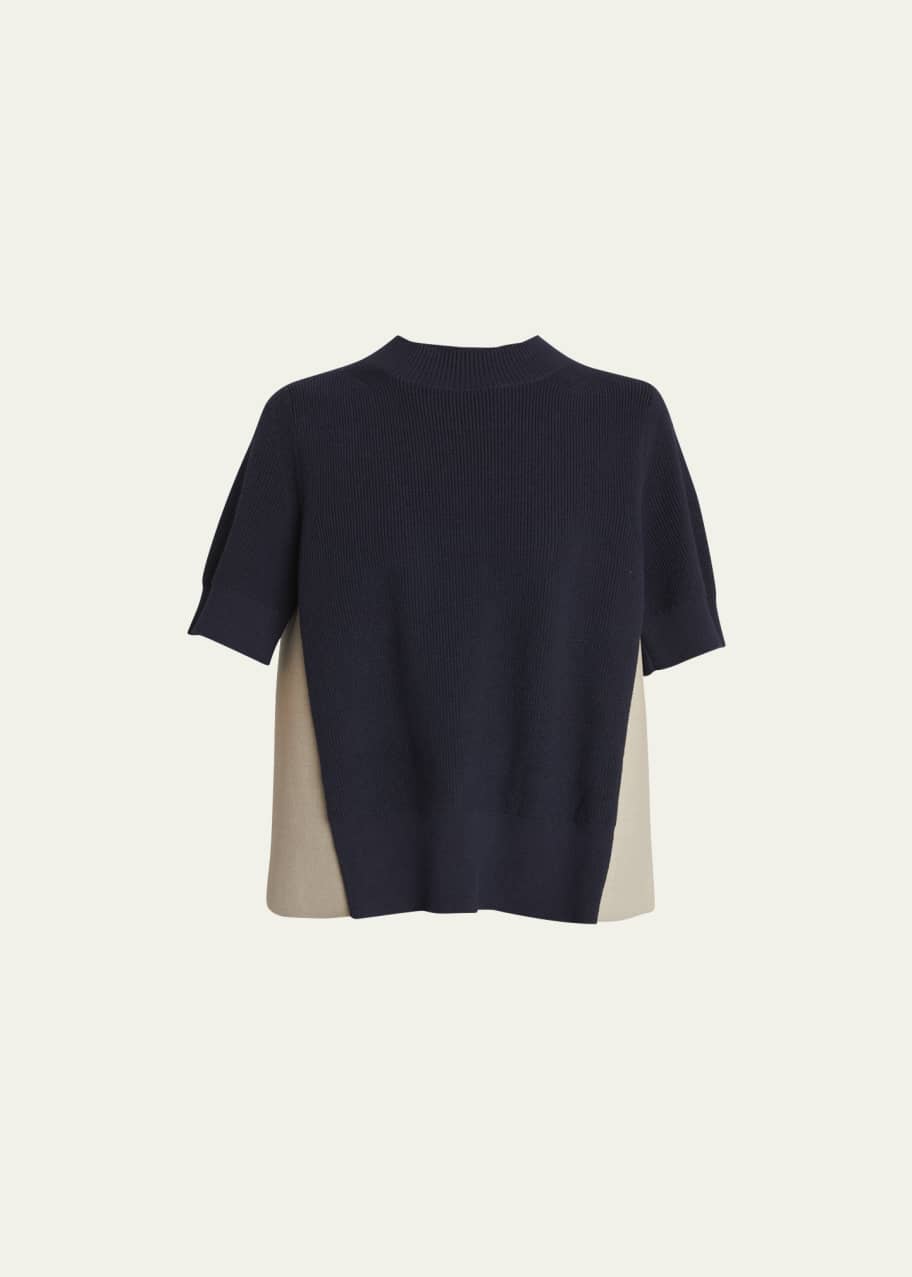 SACAI Cashmere Knit Top with Suiting Bonding Panel - Bergdorf Goodman