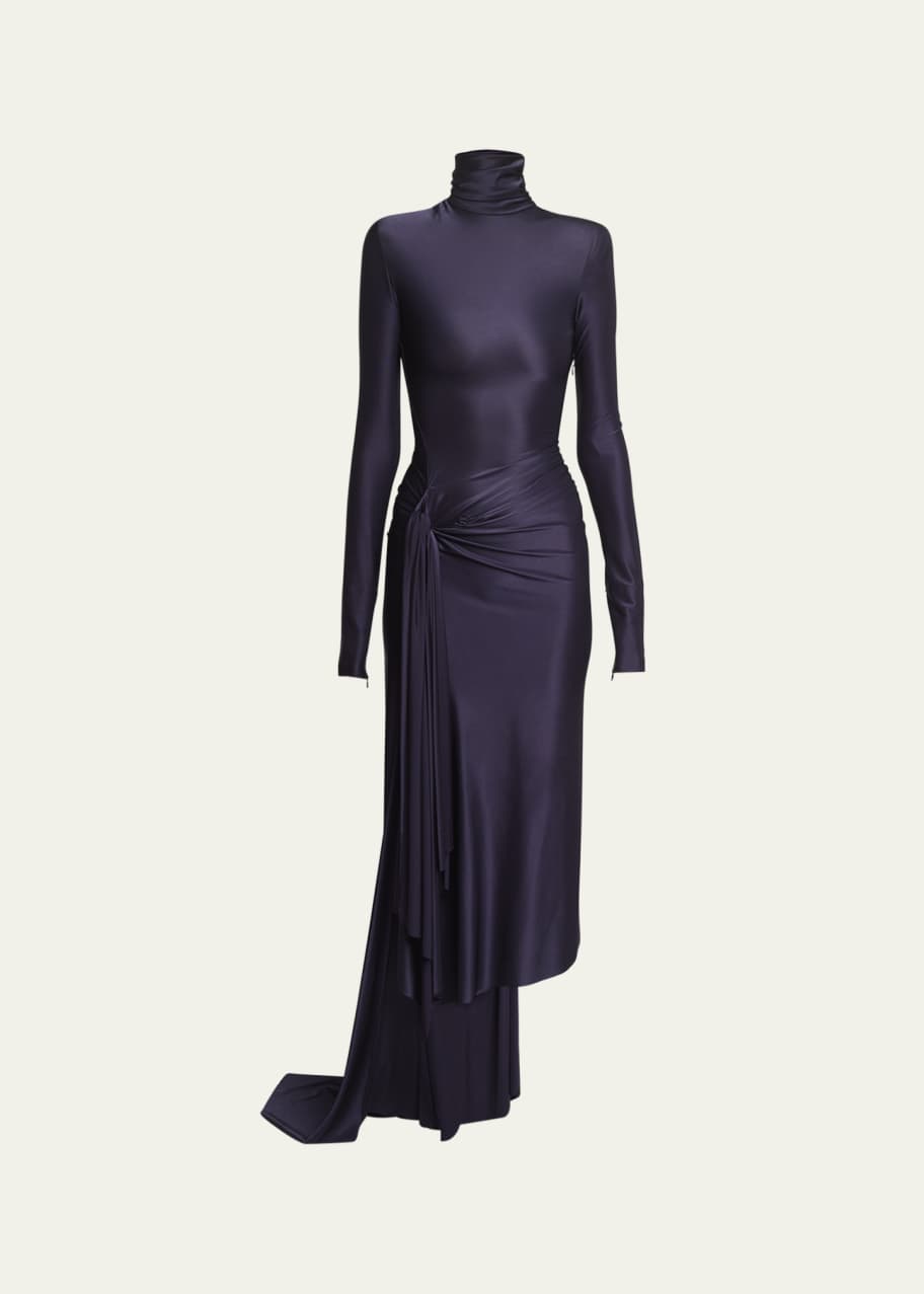 Victoria Beckham Draped High-Neck Jersey Dress - Bergdorf Goodman