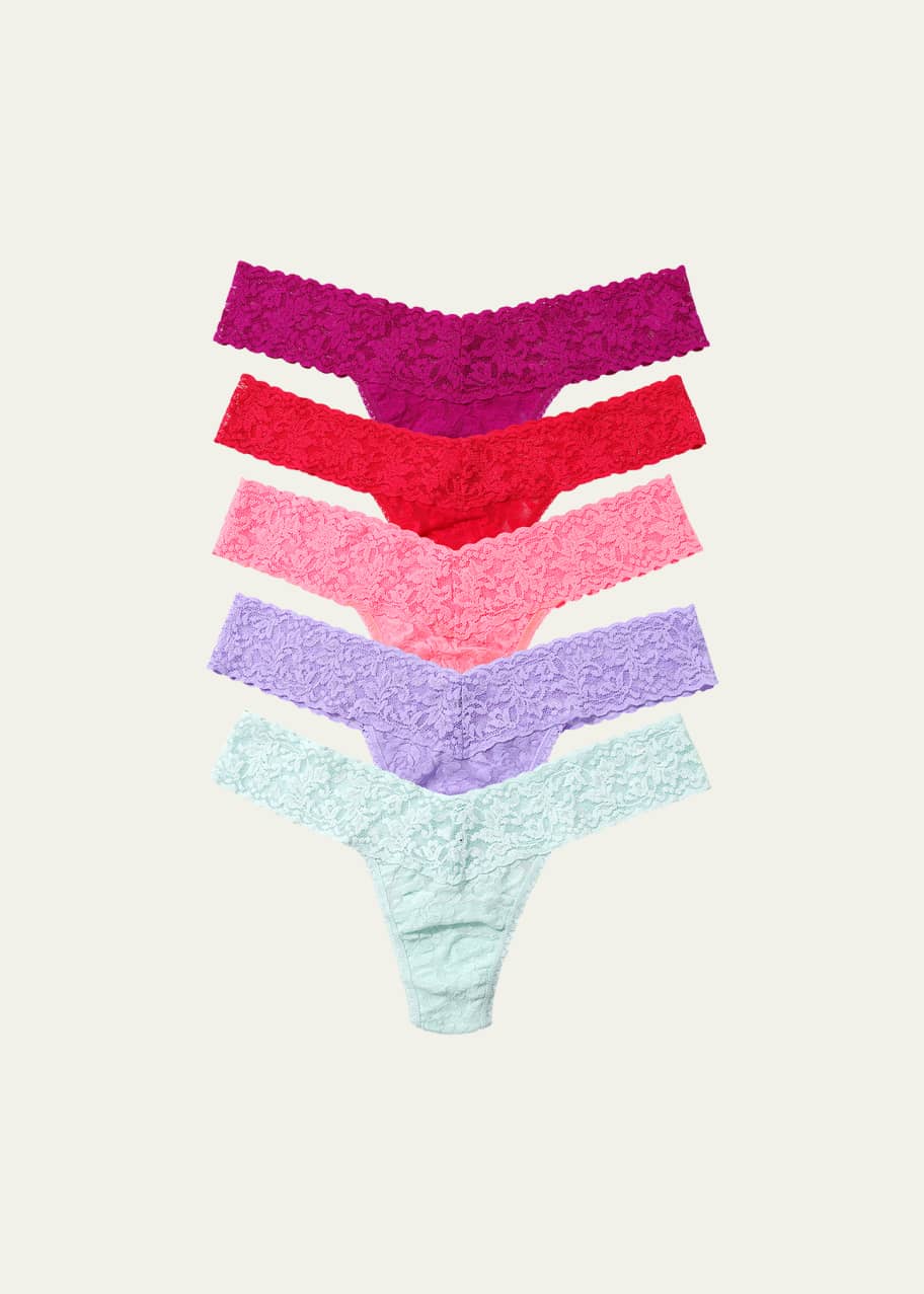 Hanky Panky Five-Pack Signature Low-Rise Lace Thongs - Bergdorf Goodman
