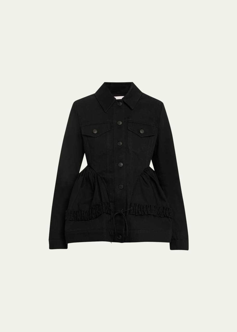 Cecilie Bahnsen Ulanda Ruffle Peplum Denim Jacket - Bergdorf Goodman