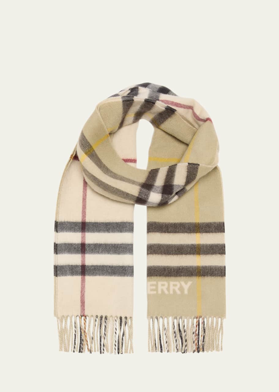 Burberry Giant Check Lateral Split Cashmere Scarf - Bergdorf Goodman