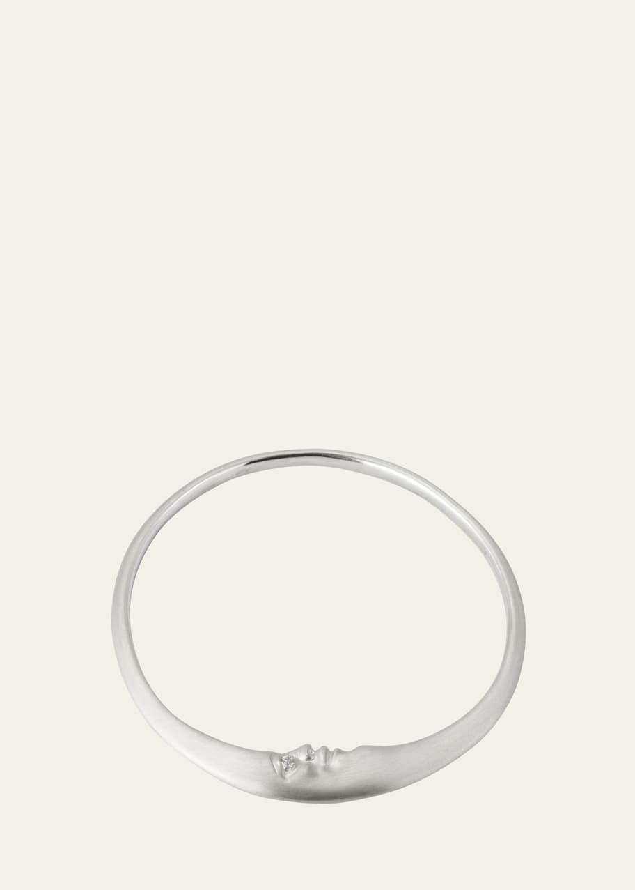 Anthony Lent Sterling Silver Crescent Moonface Bangle with Diamonds ...