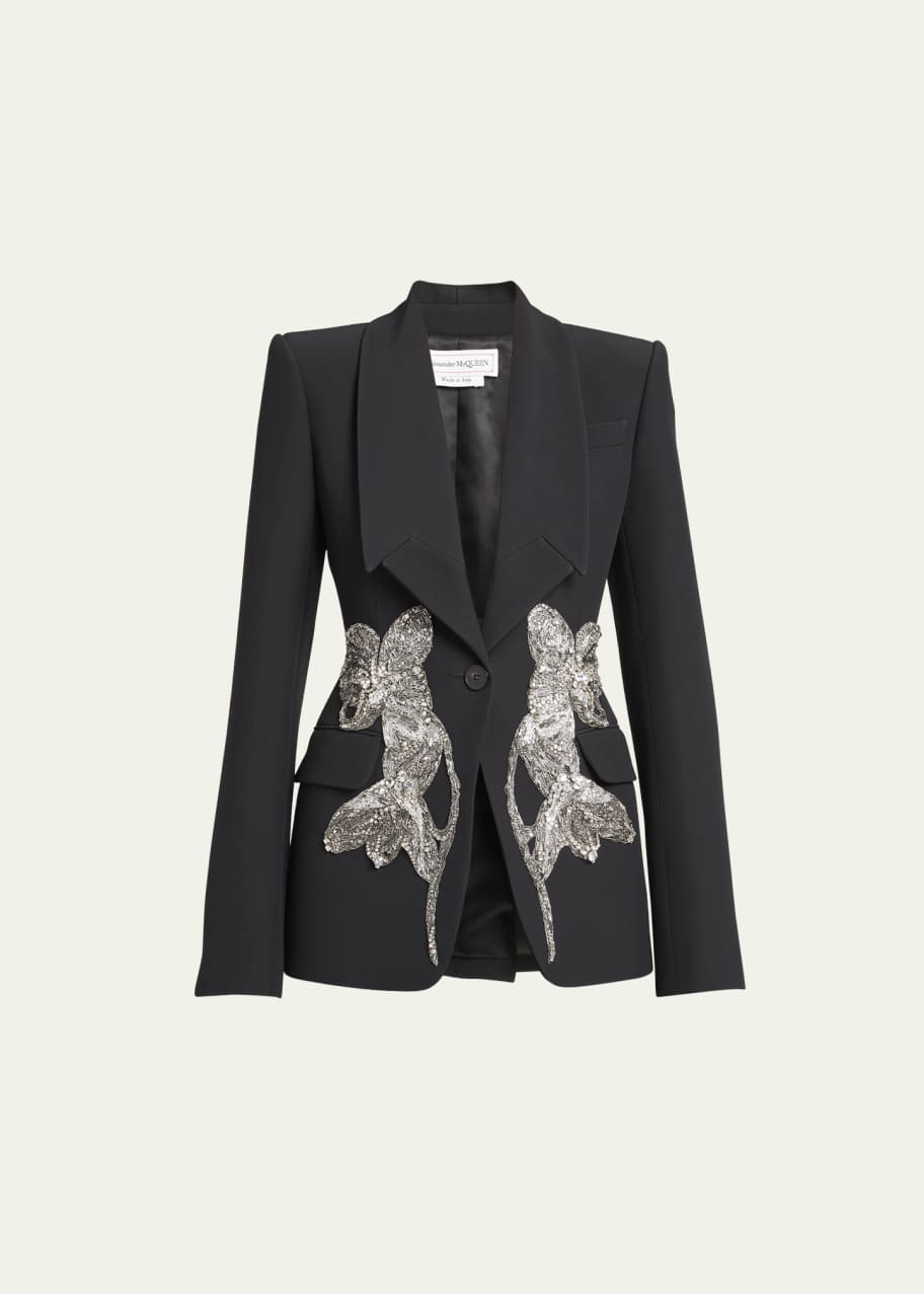 McQueen Embellished Crepe Blazer Jacket - Bergdorf Goodman