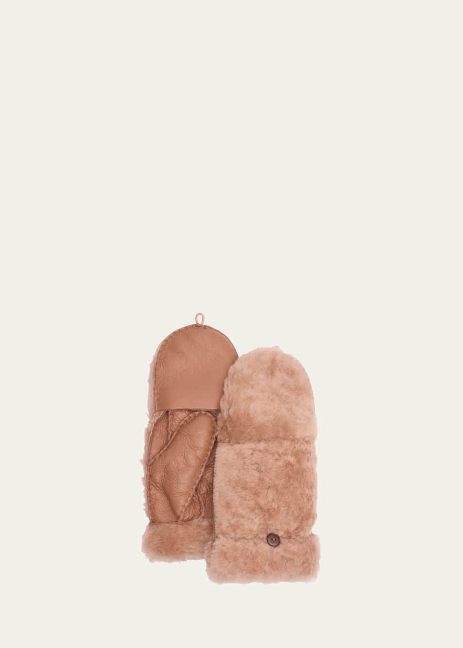 Pologeorgis Fold-Over Leather & Shearling Mittens - Bergdorf Goodman