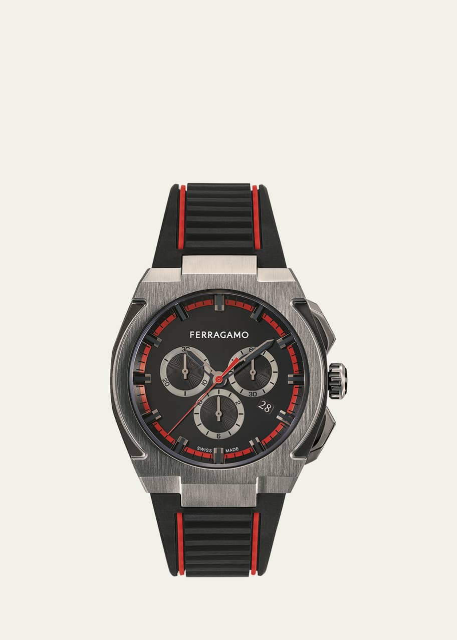 Ferragamo Men's 43mm Supreme Chrono Watch with Polyurethane Strap ...