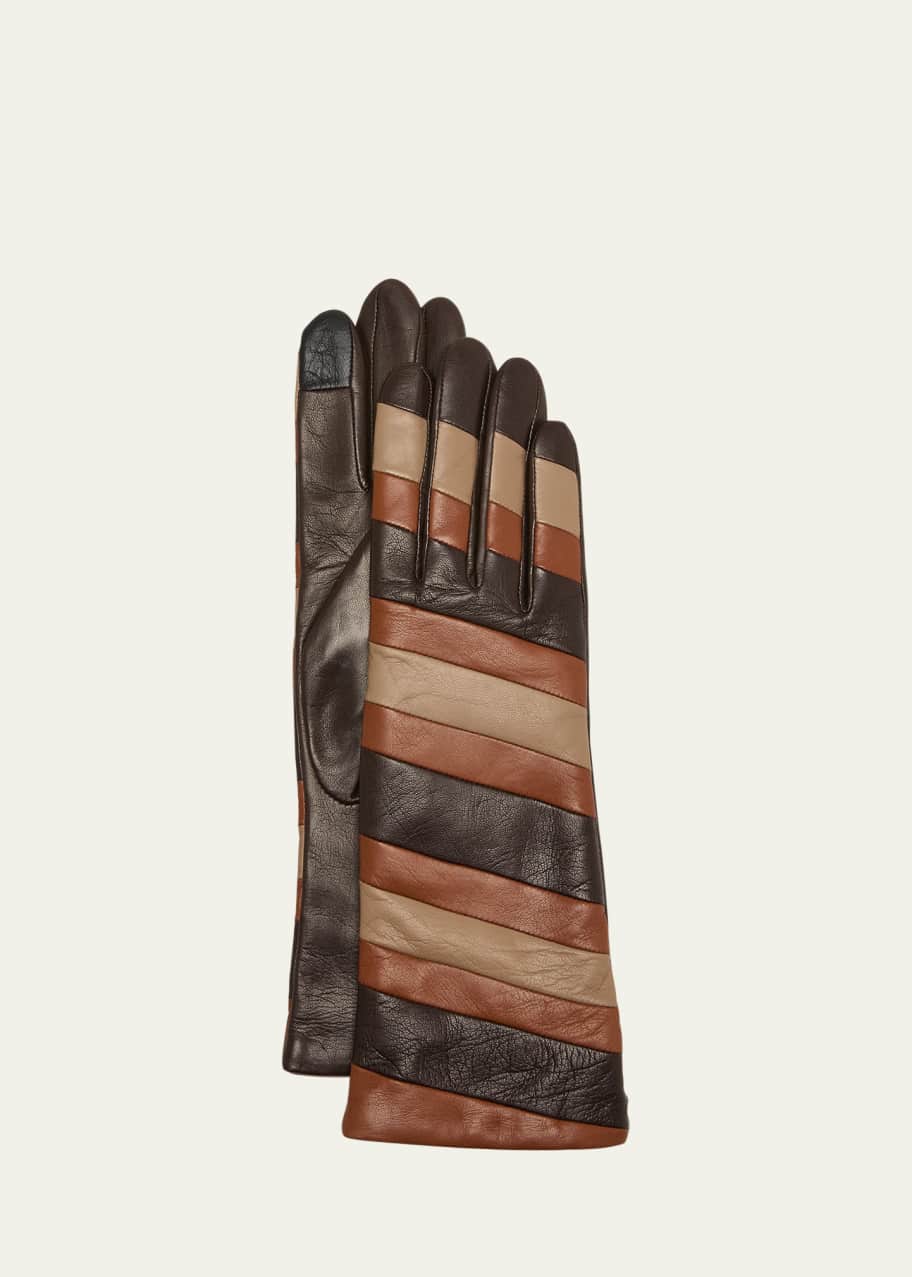 Agnelle Tri-Color Striped Leather Gloves - Bergdorf Goodman