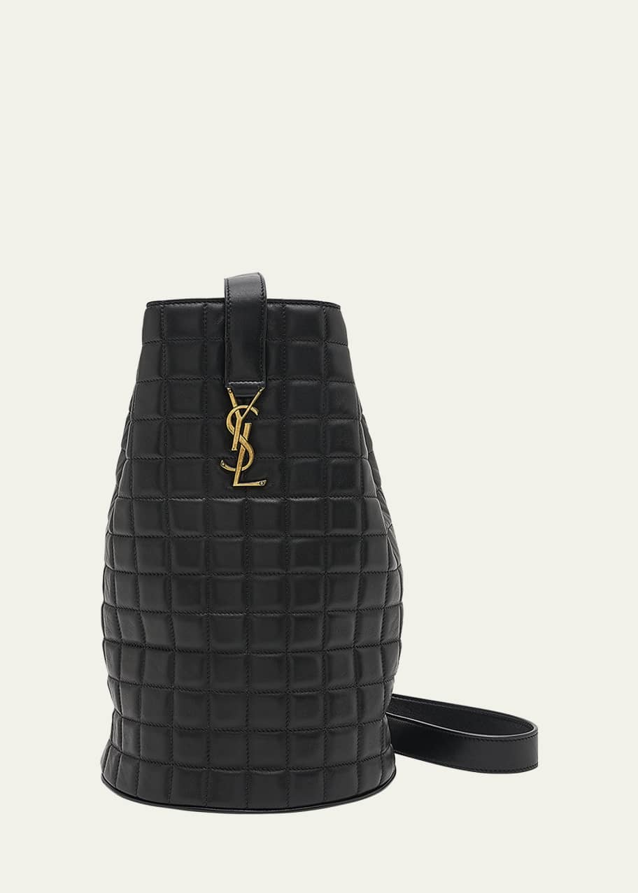 Saint Laurent Cecile Medium YSL Bucket Bag in Quilted Smooth Leather ...