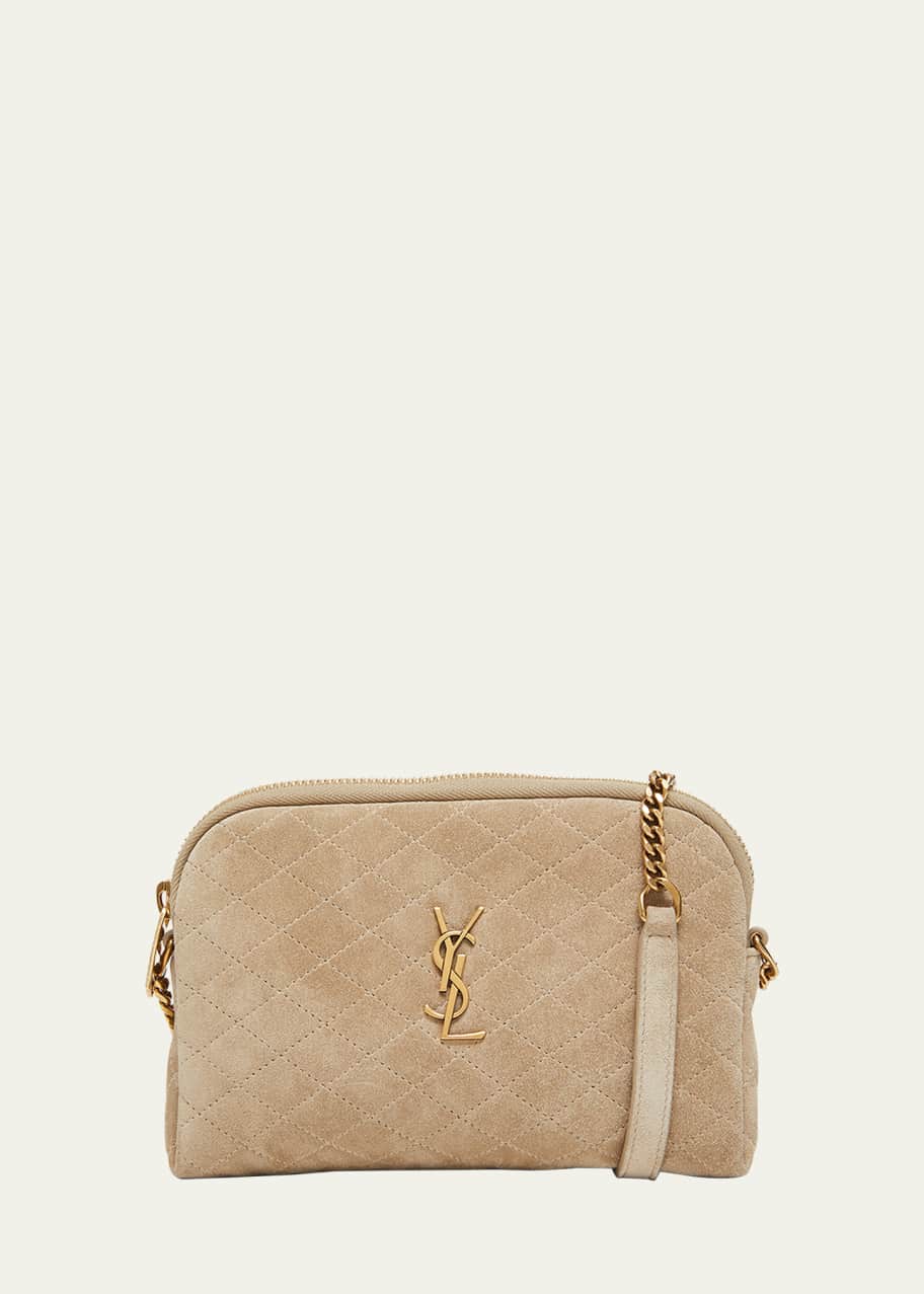Saint Laurent Gaby Mini YSL Crossbody Bag in Quilted Suede - Bergdorf ...