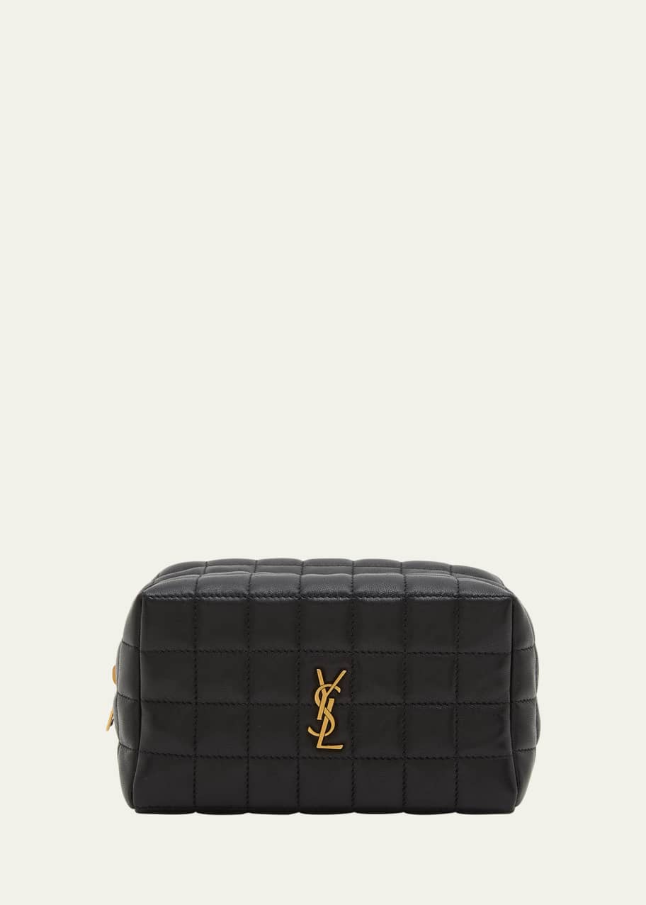 Saint Laurent Cassandra Small YSL Quilted Cosmetic Pouch Bag - Bergdorf ...