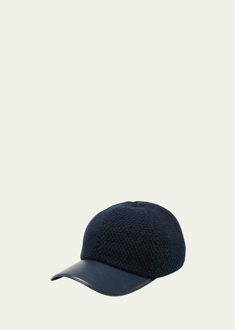Inverni Woven Cashmere-Wool & Leather Baseball Cap - Bergdorf Goodman