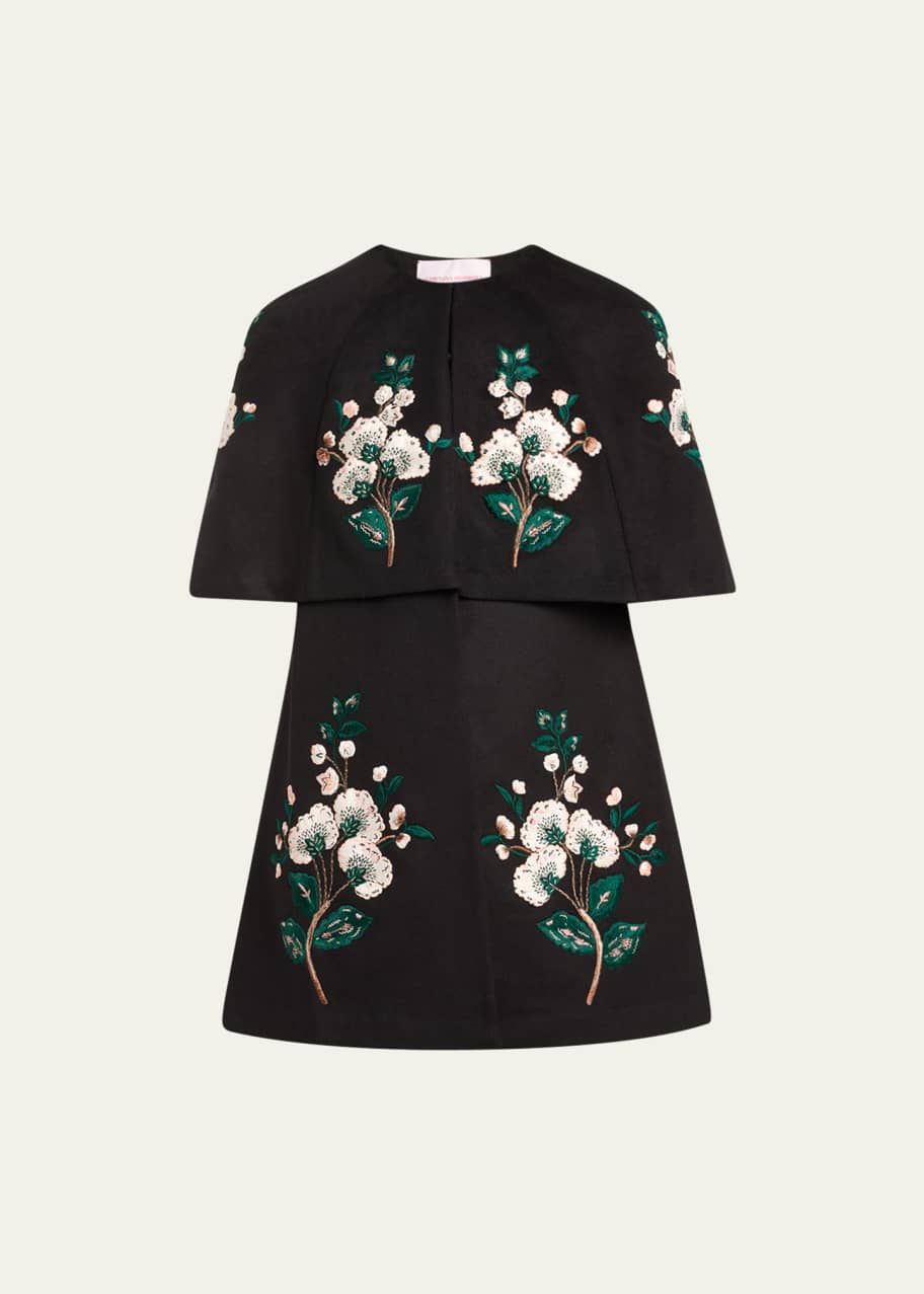 Carolina Herrera Floral Embroidered Tiered Mini Cape - Bergdorf Goodman